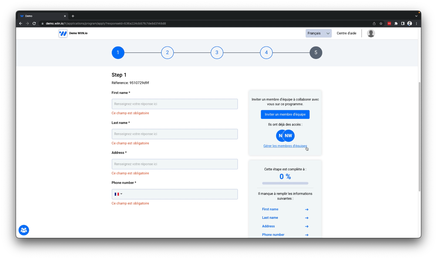 Inviter un membre dans son équipe