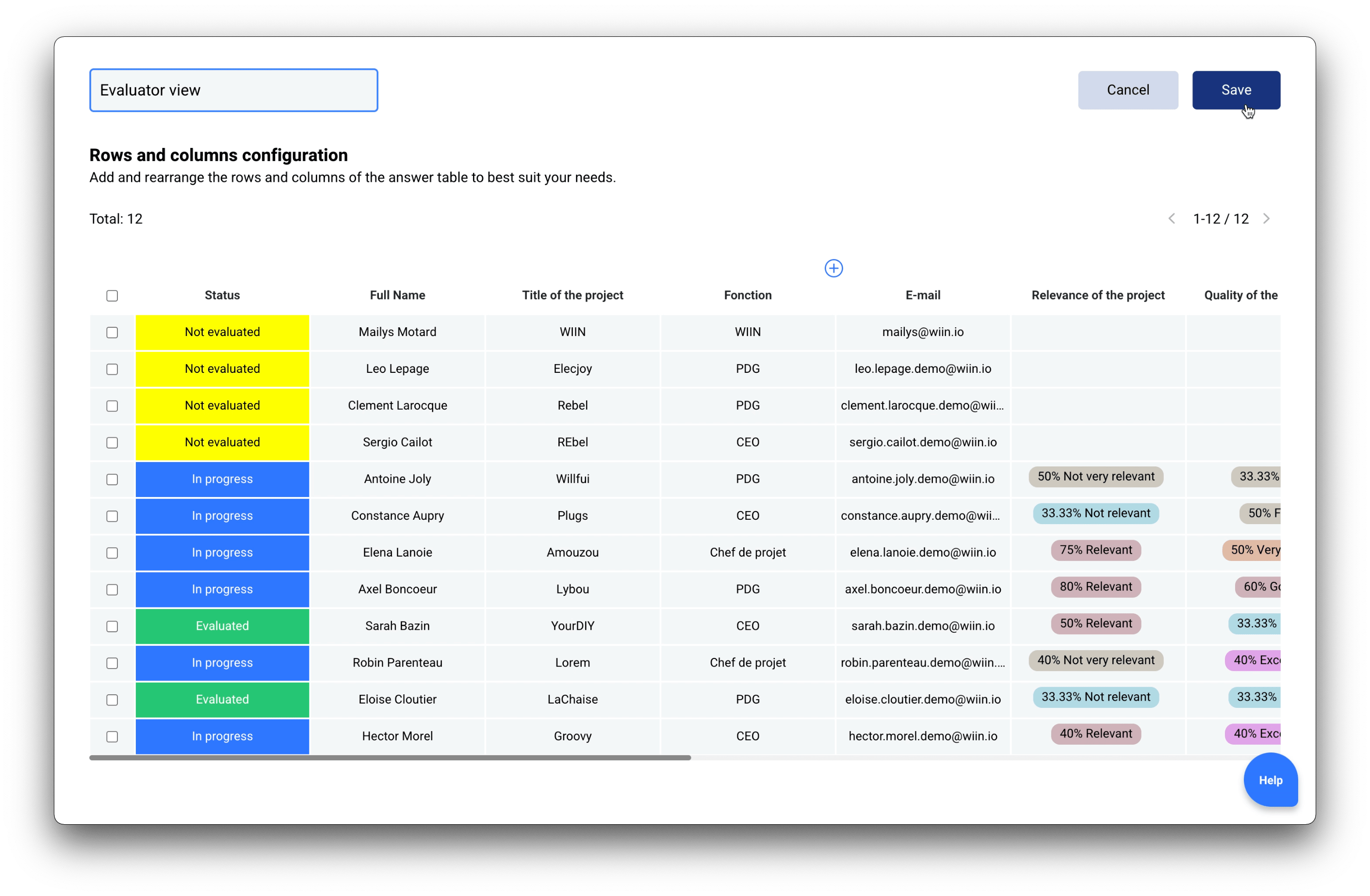 Customise the evaluator view