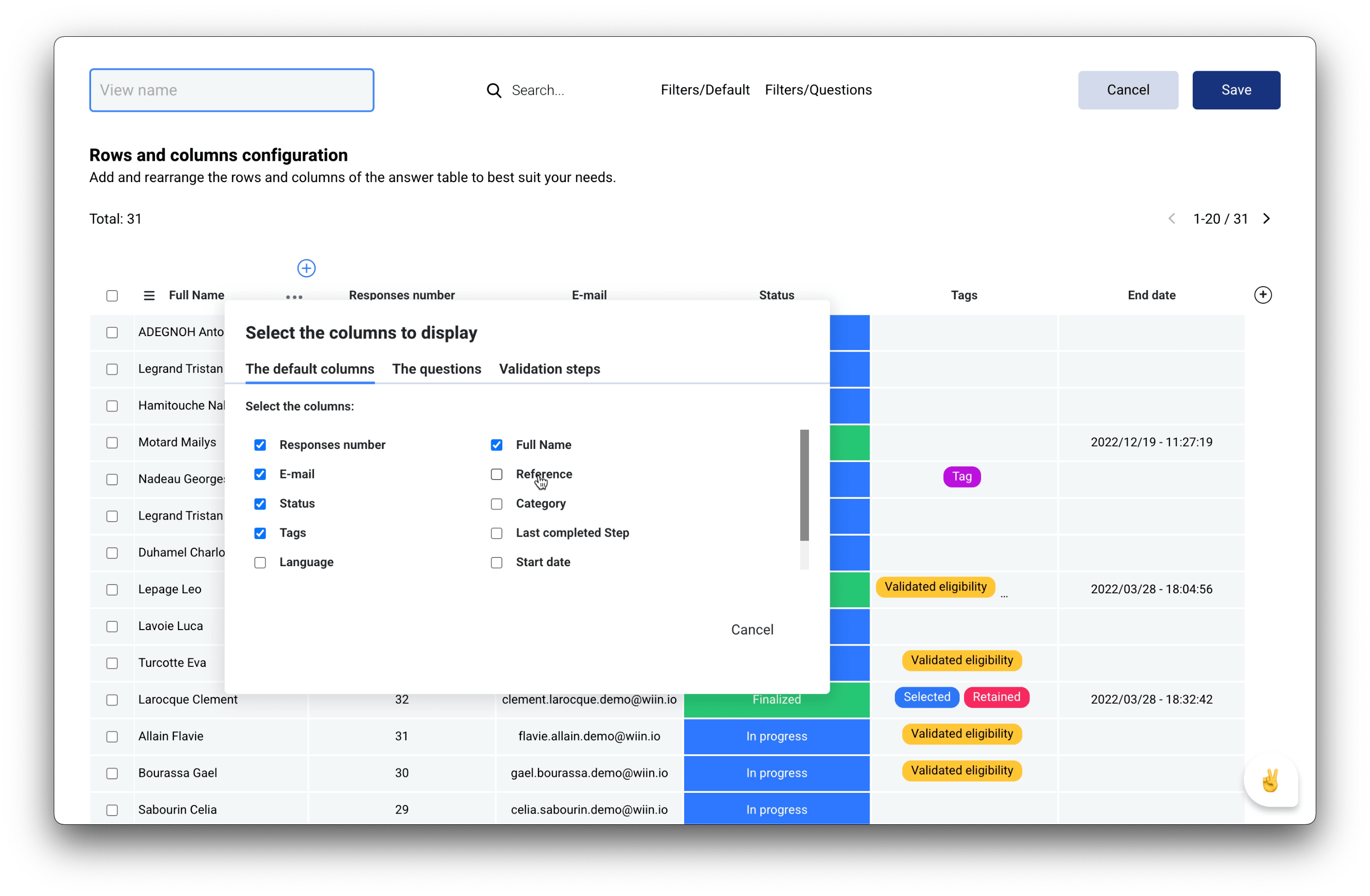 Configuring a custom view