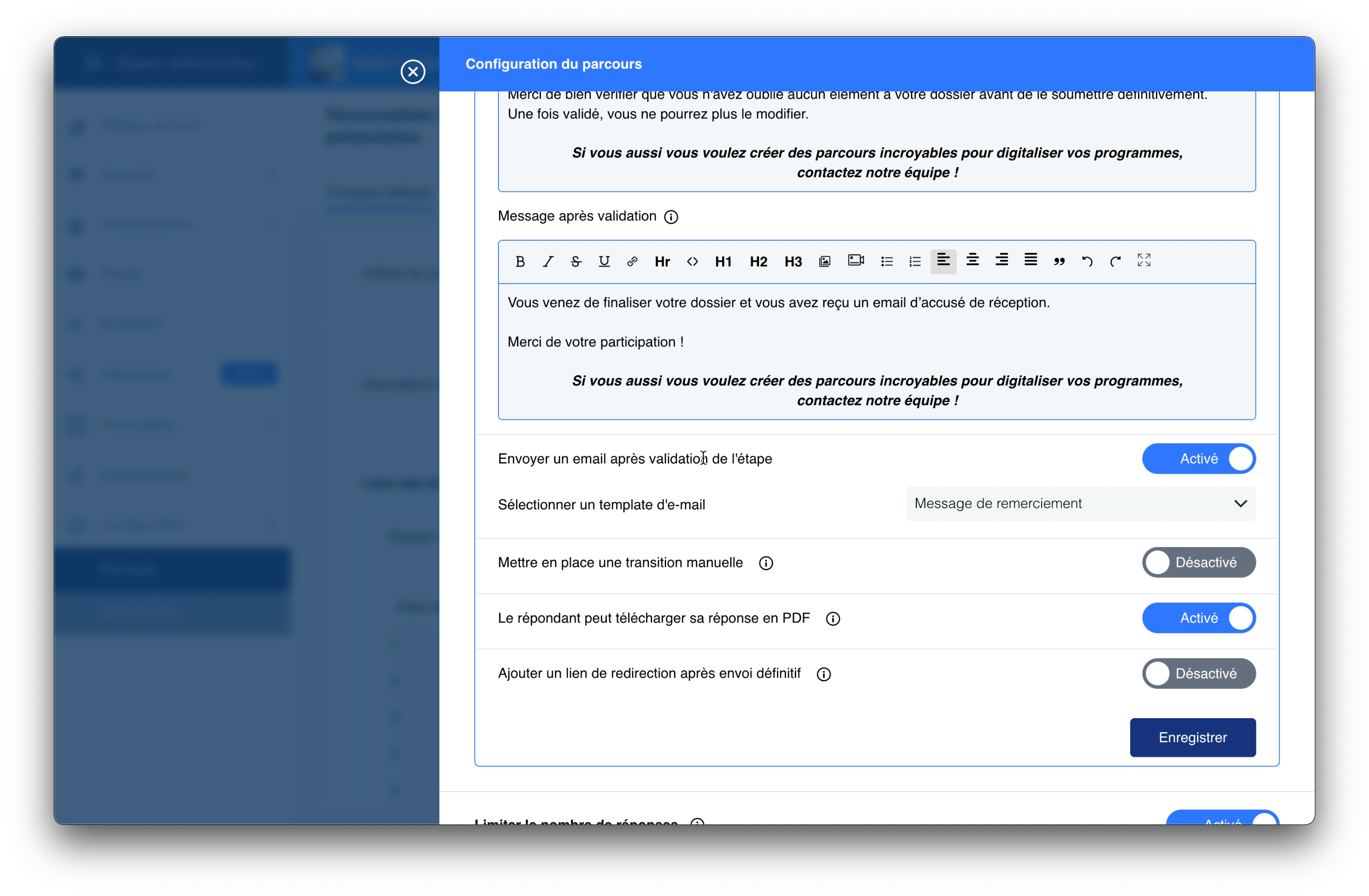 Le parcours et les étapes